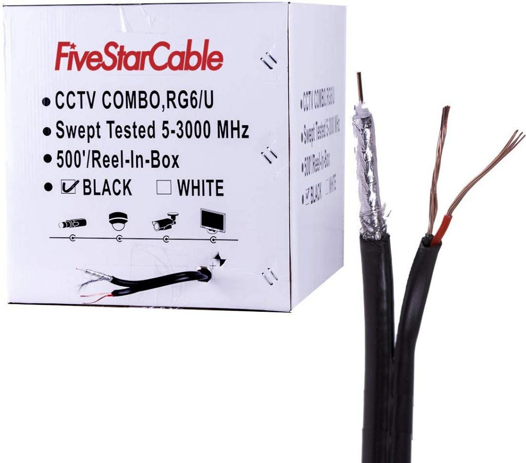 FiveStarCable RG6/U Siamese 500 ft. Coaxial CCTV Cable ETL Litsted ...
