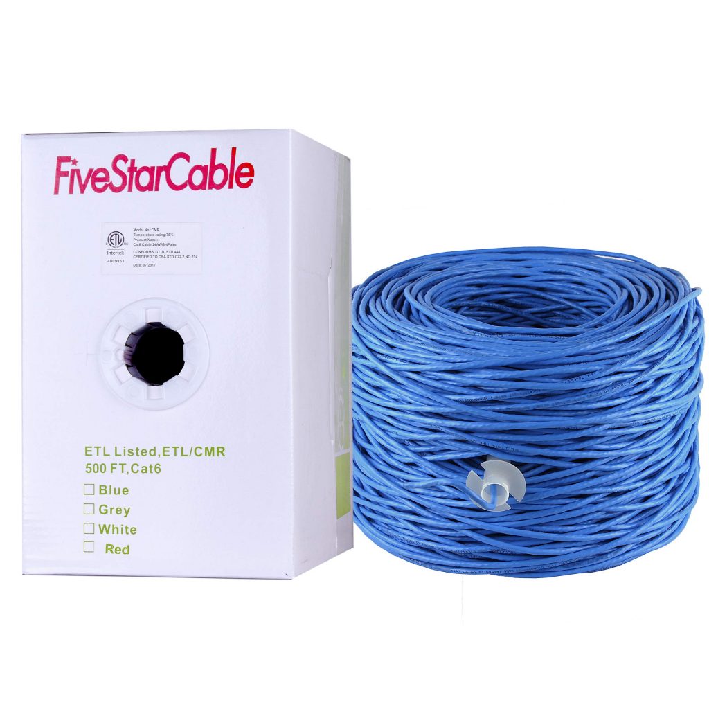 FiveStarCable Cat6 Riser Rated In-wall CMR CM 23AWG Bare Solid Copper 4 ...
